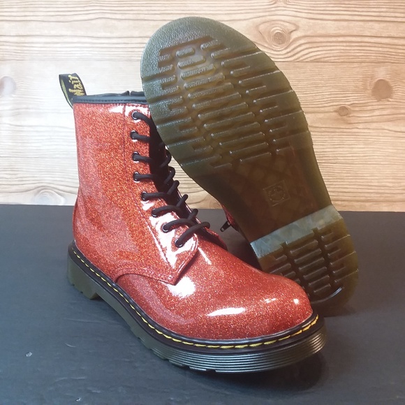 Dr. Martens | Shoes | Dr Doc Martens 46 Red Glitter Side Zip Boots ...